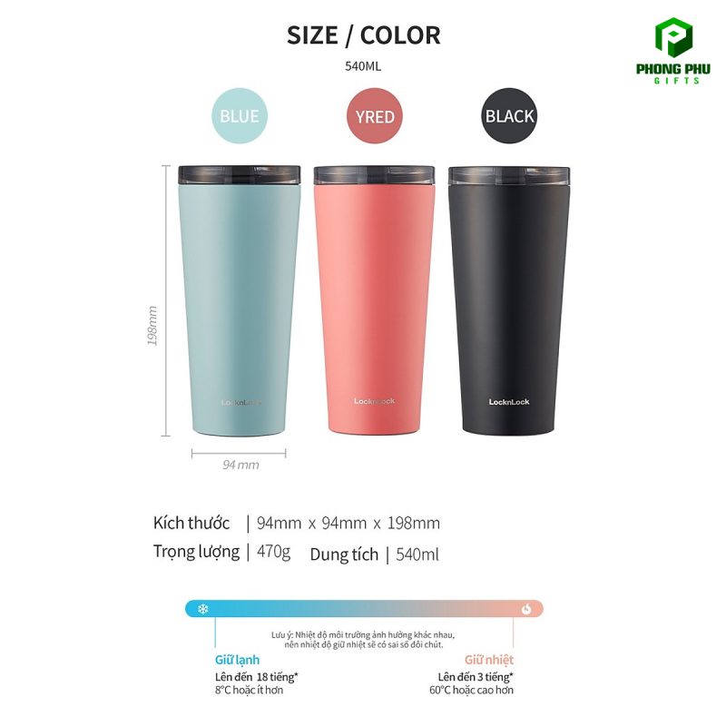 BGN 059 – Bình giữ nhiệt LocknLock LHC4279 540ml Giá tốt, in ấn khắc laser theo yêu cầu